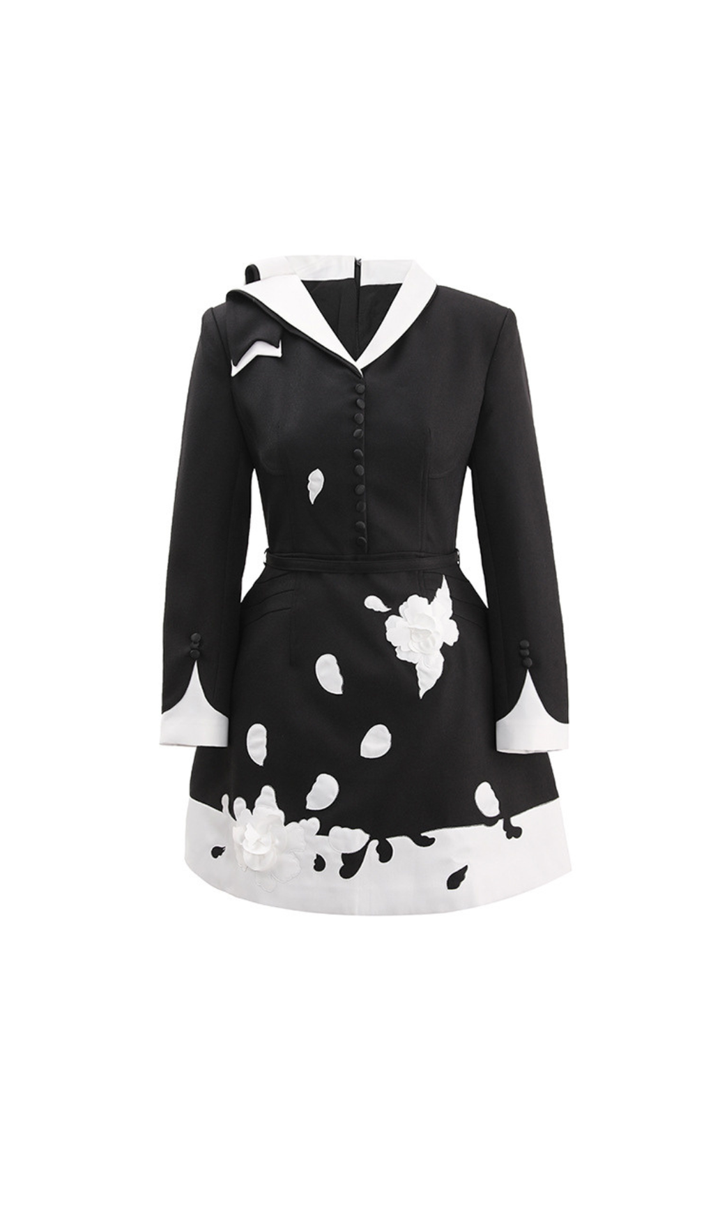 RENEE FLOWER EMBELLISHED BLACK A-LINE SILK MINI DRESS – AIIZIE