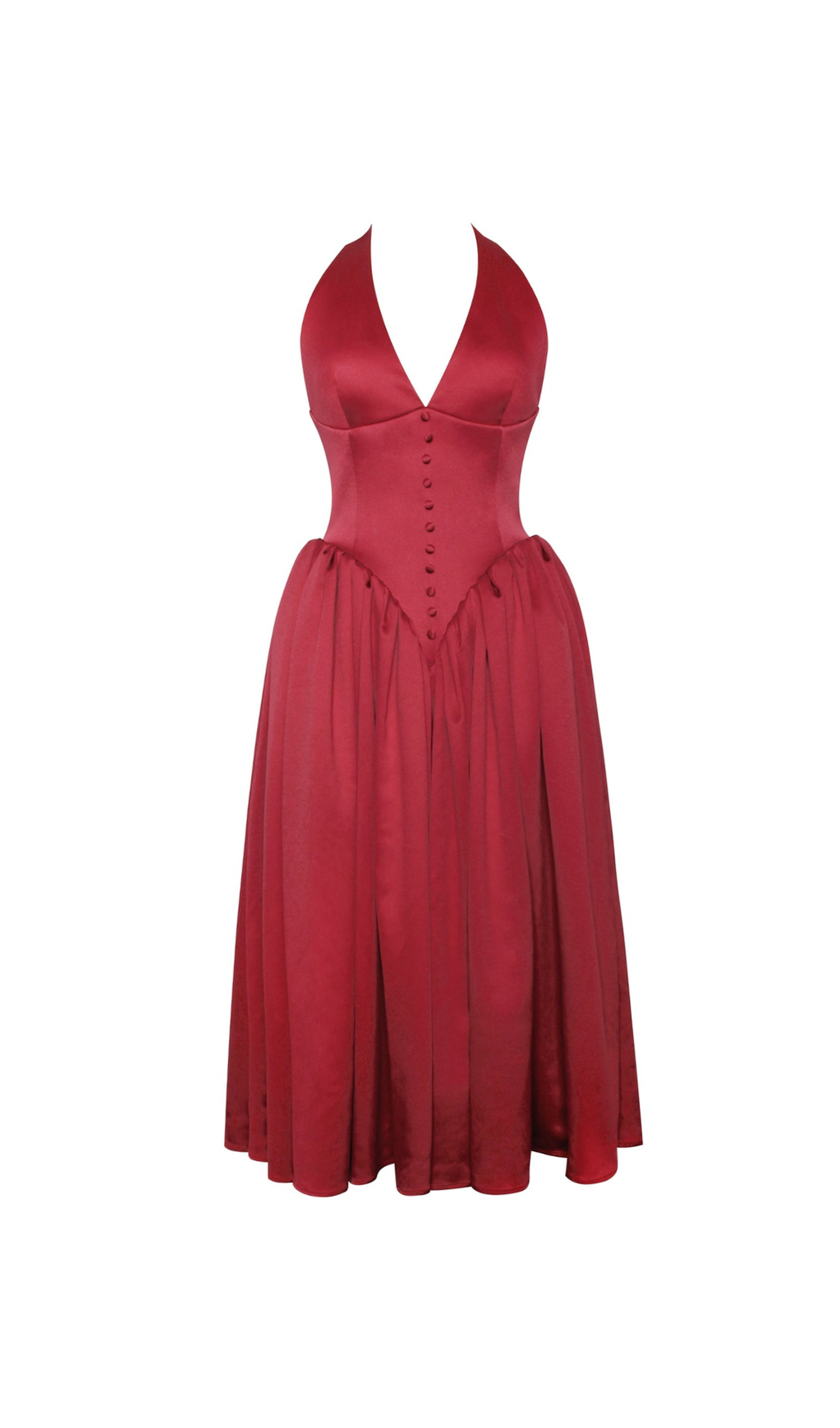 WENDY PLUNGING HALTER BACKLESS MAXI DRESS IN RED – AIIZIE