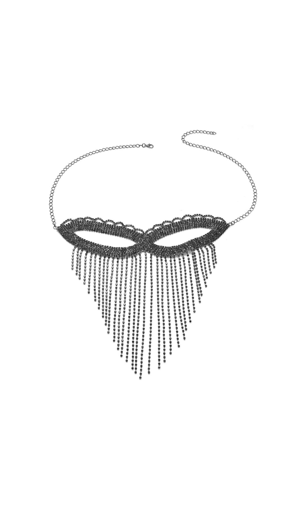 DASCHA BLACK RHINESTONE TASSEL MASK – AIIZIE