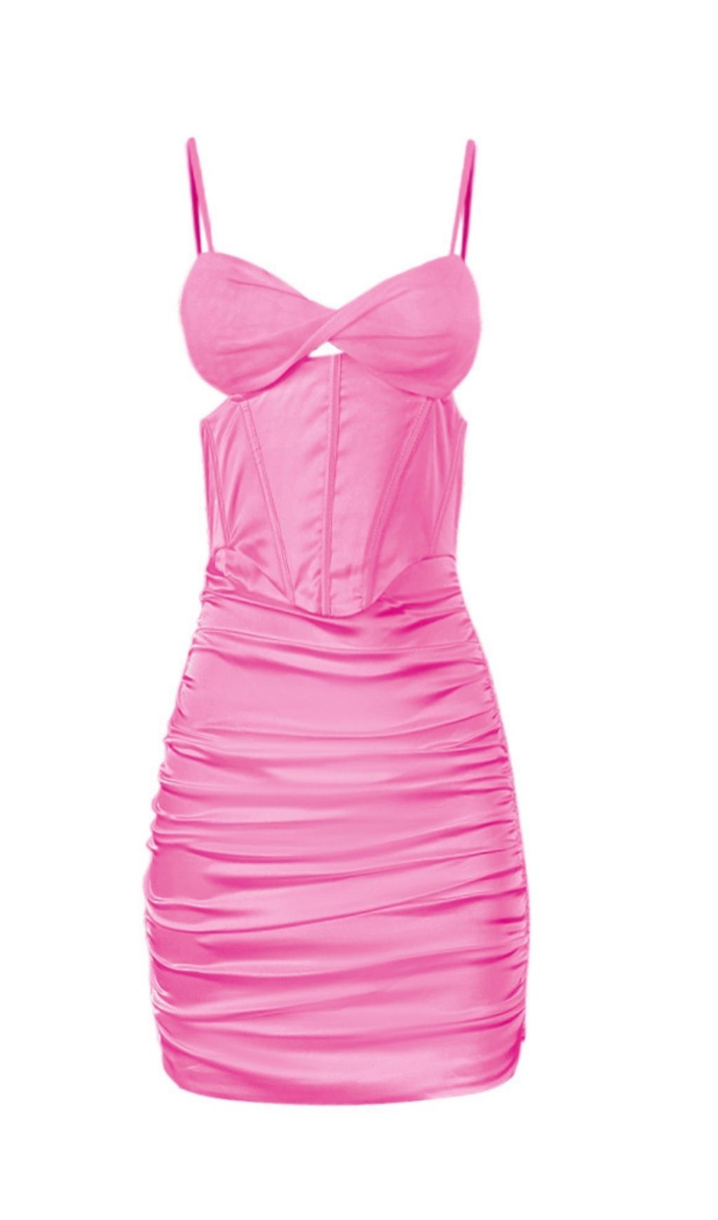 FISHBONE MIDI DRESS IN PINK – AIIZIE