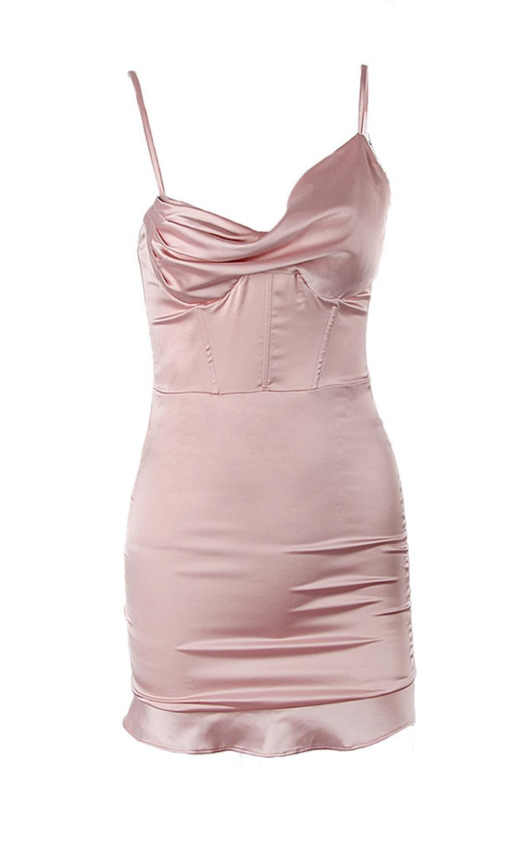 FISHBONE MINI DRESS IN PINK – AIIZIE