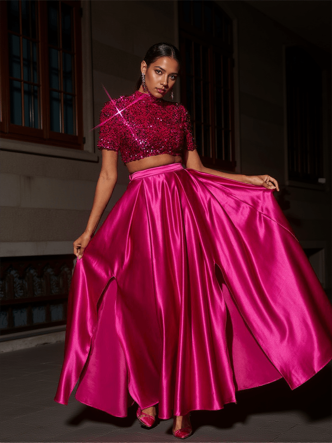 GINEBRA SHORT SLEEVE SPLIT SKIRT SET – AIIZIE