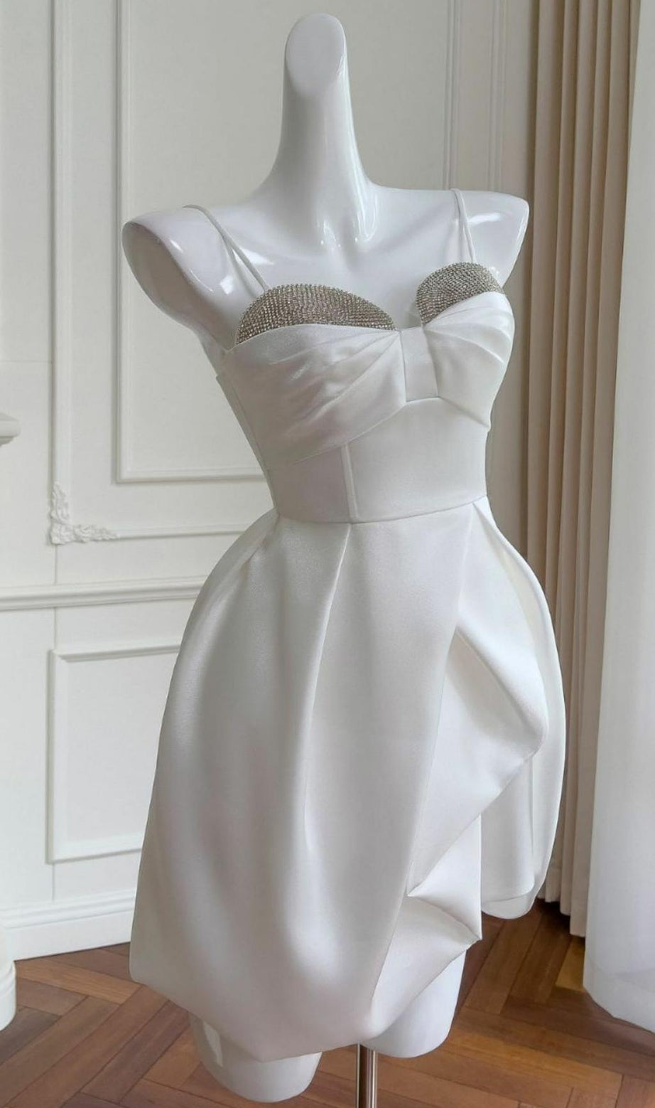 Elegant Suspender Mini Dress In White – AIIZIE