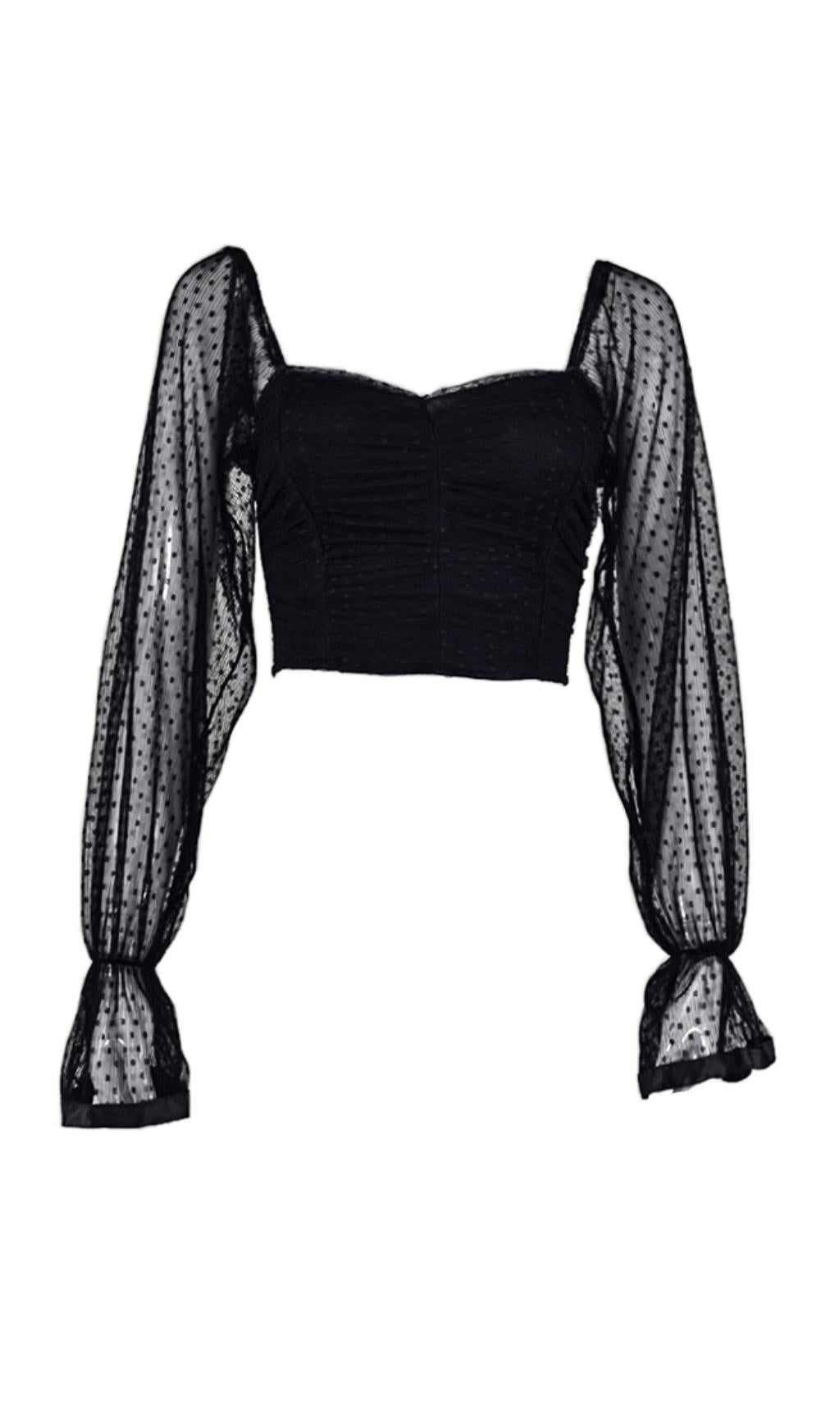 BLACK POLKA DOT WRAP CHEST CROP TOP – AIIZIE