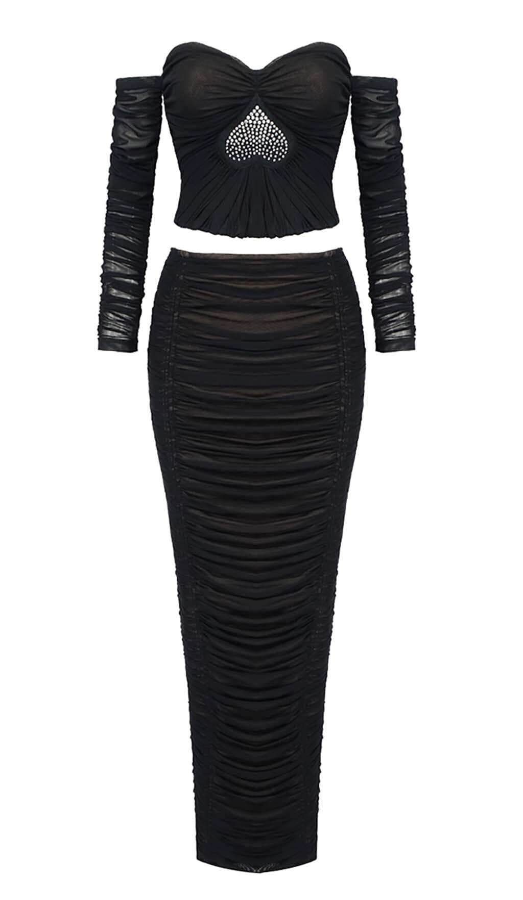 HEART EMBELLISHED TWO PIECE SET IN BLACK – AIIZIE