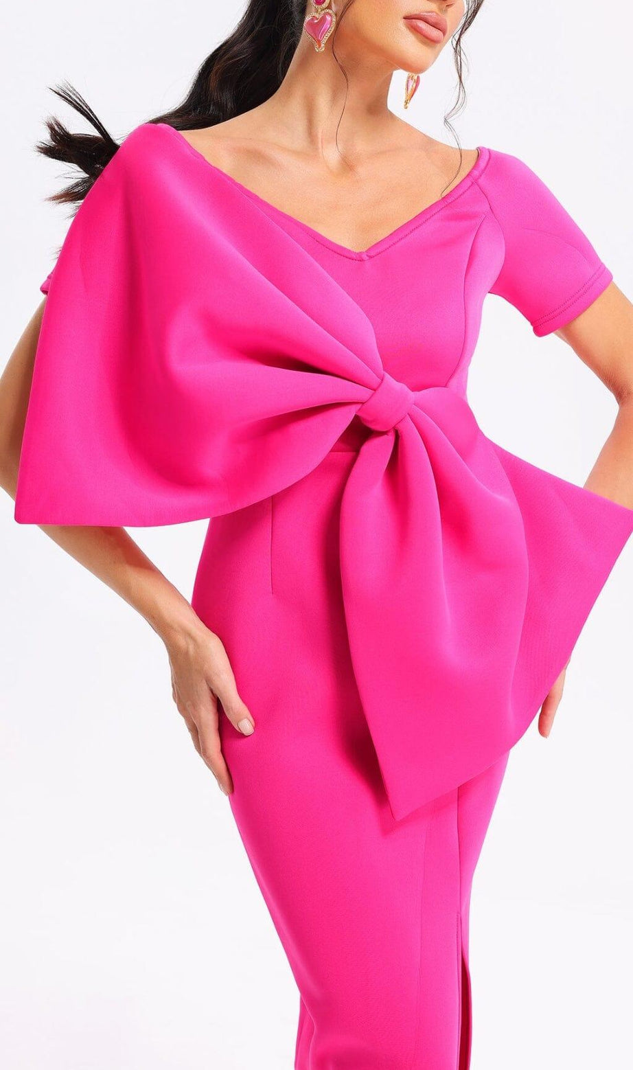 PINK BOW-KNOT MIDI DRESS – AIIZIE