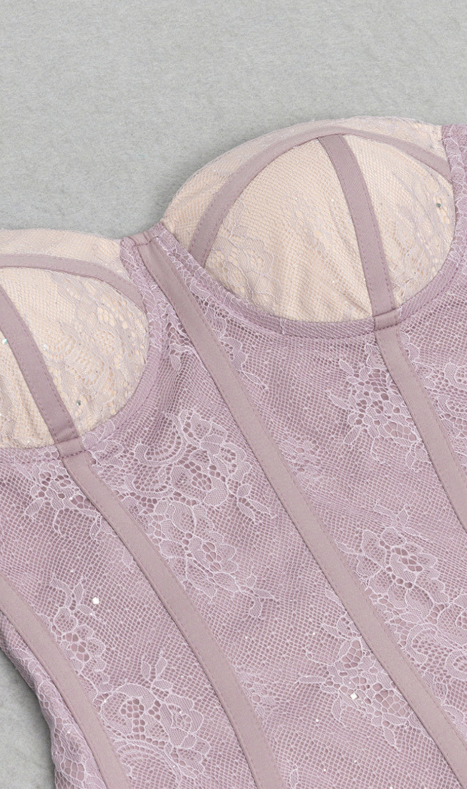 Lace Strapless Corset - Style Mesh - Overlay Midi Dress in Lavender ...